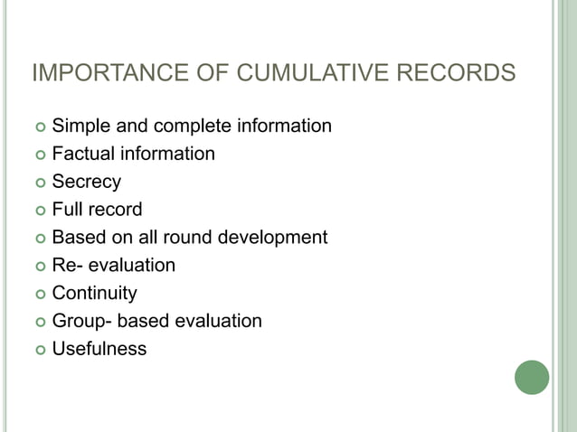Presentation on cumulative record (non testing technique | PPTX ...