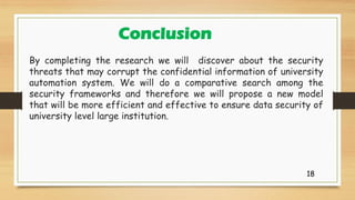 Study on Cyber Security:Establishing a Sustainable Cyber Security Framework for University ...
