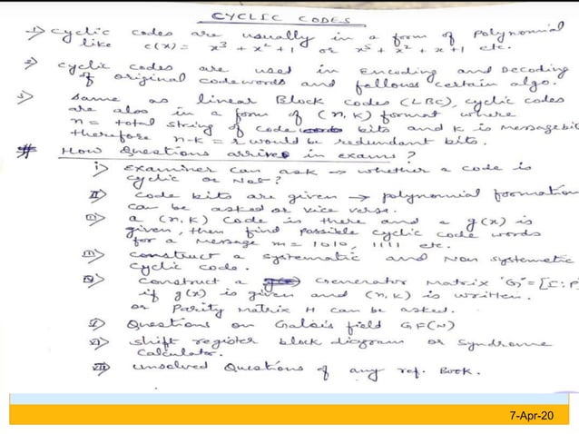 Presentation on cyclic codes | PPTX