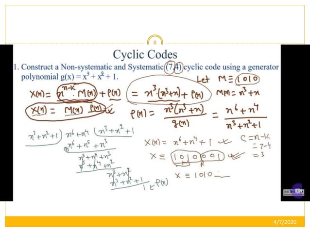 Presentation on cyclic codes | PPTX