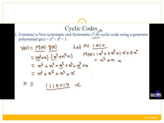 Presentation on cyclic codes | PPTX