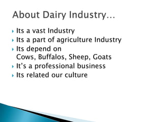 Presentation on dairy industry | PPTX