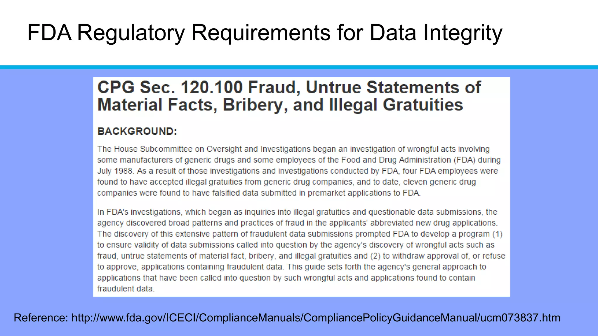 Presentation on data integrity in Pharmaceutical Industry | PDF
