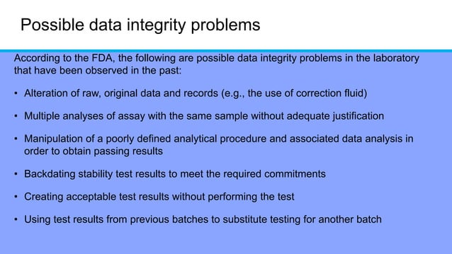 Presentation on data integrity in Pharmaceutical Industry | PDF | Databases | Computer Software ...