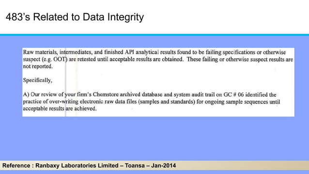 Presentation on data integrity in Pharmaceutical Industry | PDF ...