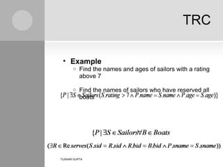 Presentation on dbms(relational calculus) | PPT