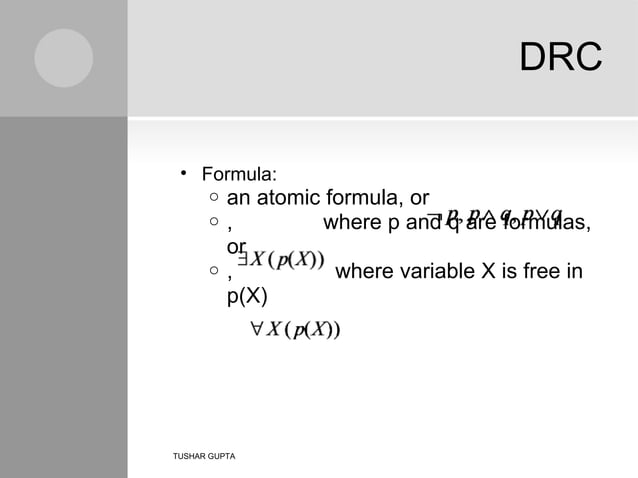 Presentation On Dbmsrelational Calculus Ppt Databases Computer Software And Applications
