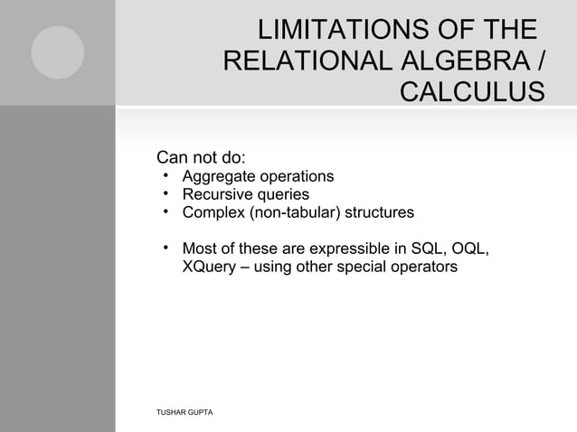 Presentation On Dbmsrelational Calculus Ppt Databases Computer 2504