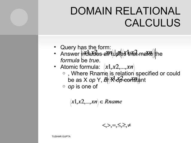Presentation On Dbmsrelational Calculus