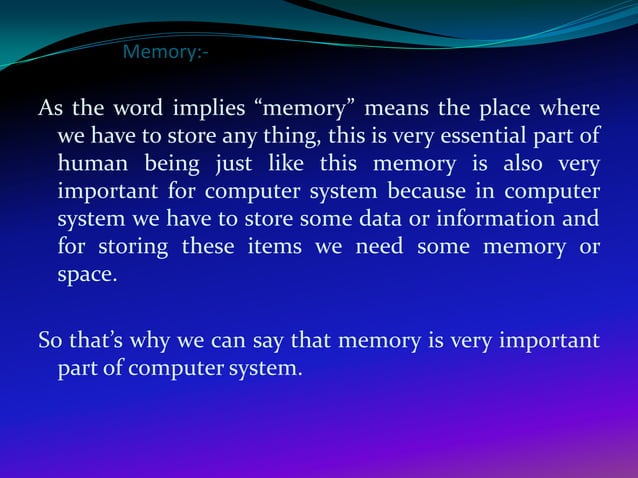 Computer Memory | PPTX | Operating Systems | Computer Software and ...