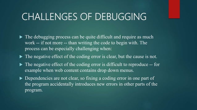 Presentation On Debugging Pptx Programming Languages Computing