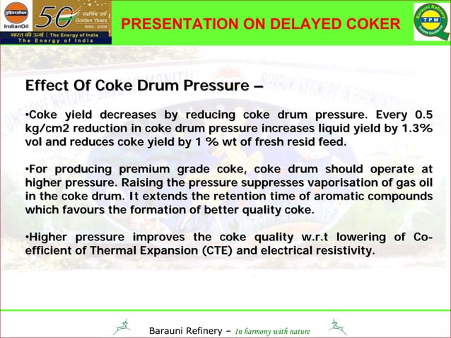 Presentation on Delayed Coking Technology.pdf | Chemistry | Science