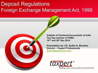Presentation on Deposits Regulations under FEMA | PPT
