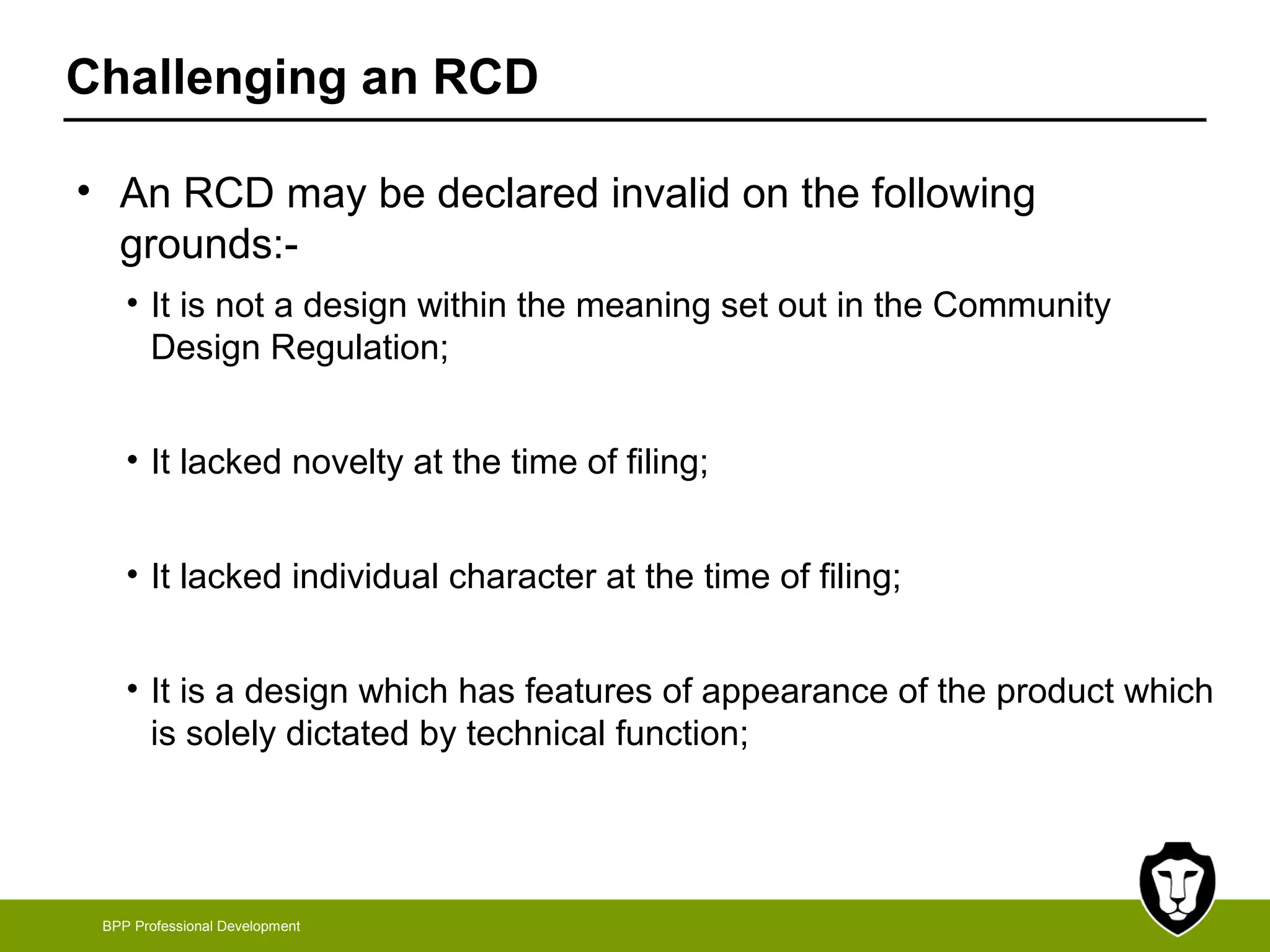 Presentation on EU and UK Design law given before BPP School of Law | PPT