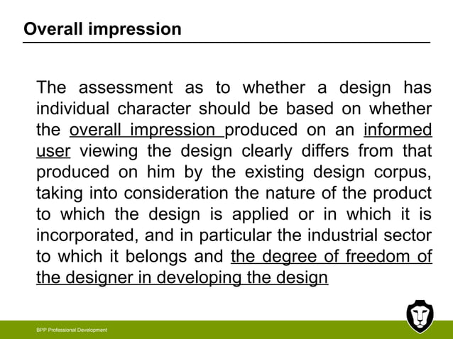 Presentation on EU and UK Design law given before BPP School of Law | PPT