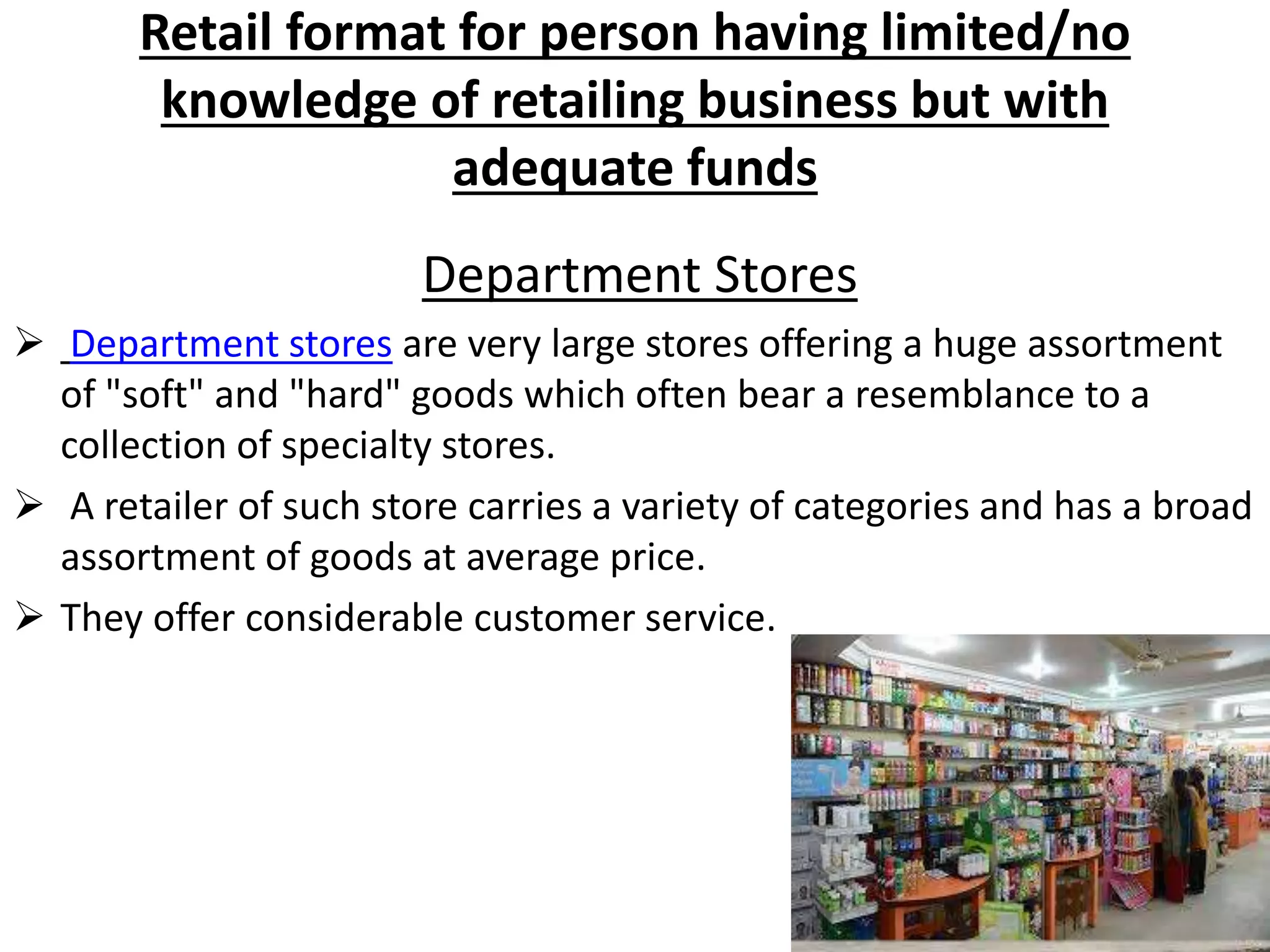 Presentation on different types of retailing formats | PPT