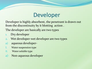 Presentation on Dye Penetrant Testing | PPTX