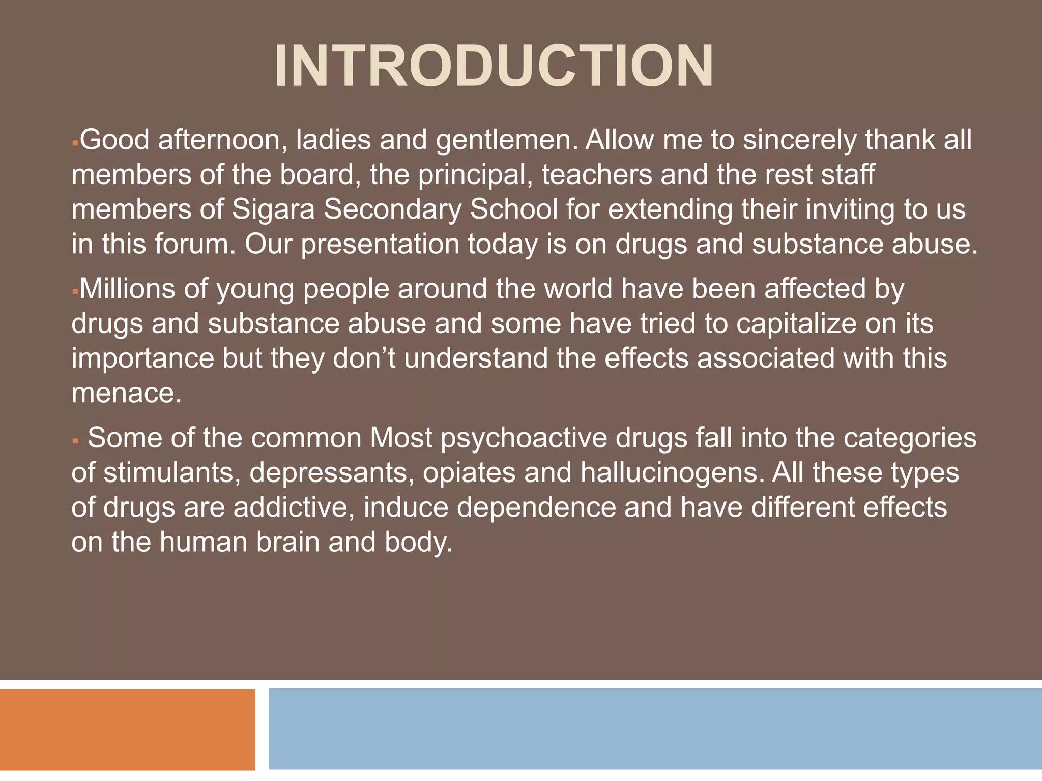 Presentation on drugs and substance abuse | PPTX