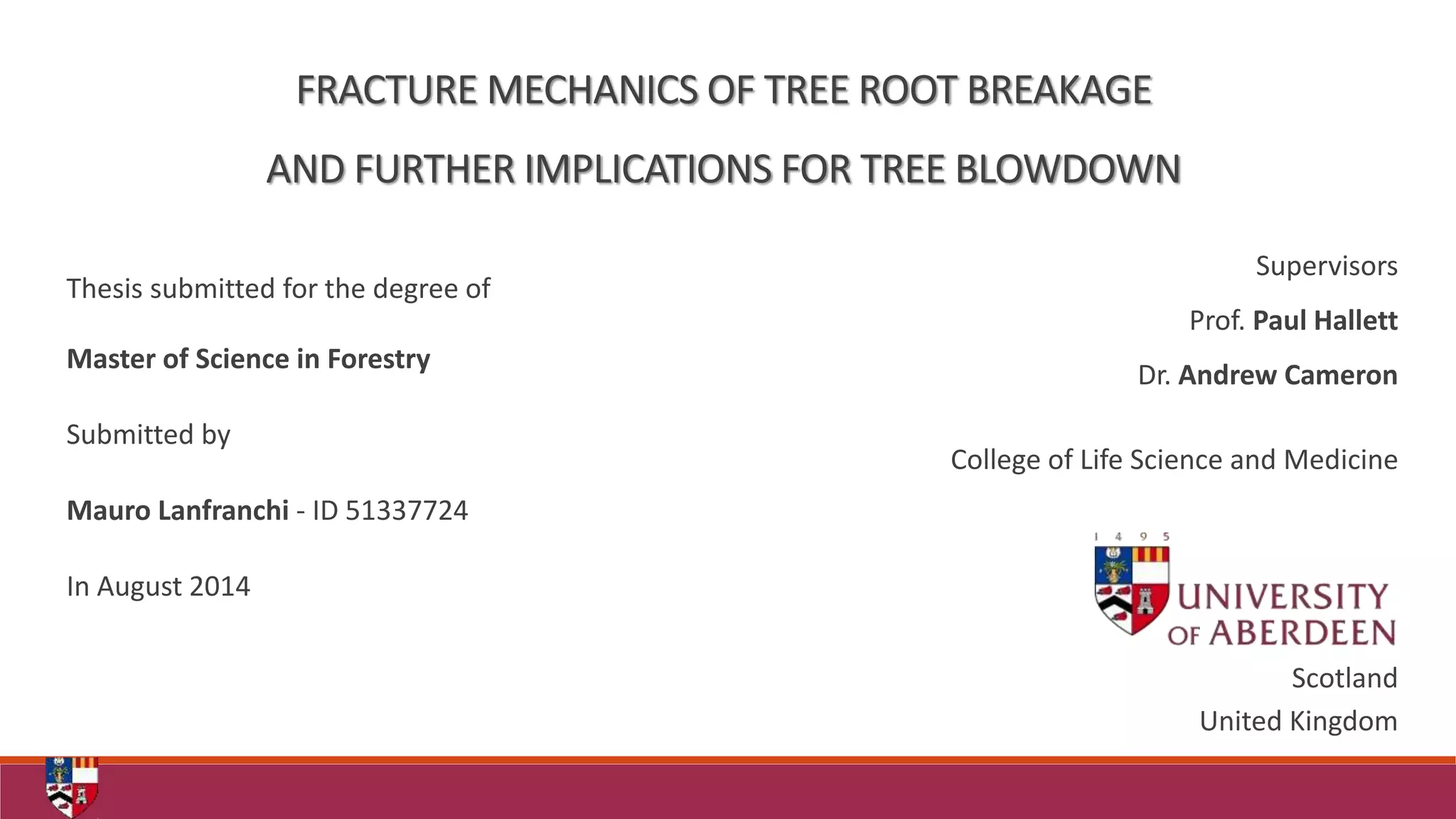 Fracture mechanics of tree root breakage | PPTX
