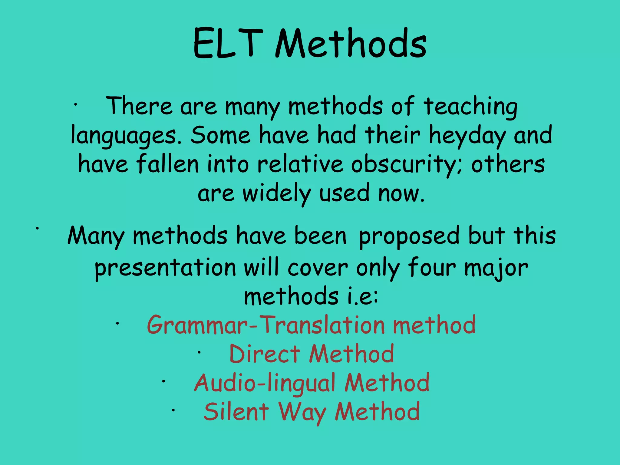 Elt methods and approaches | ODP