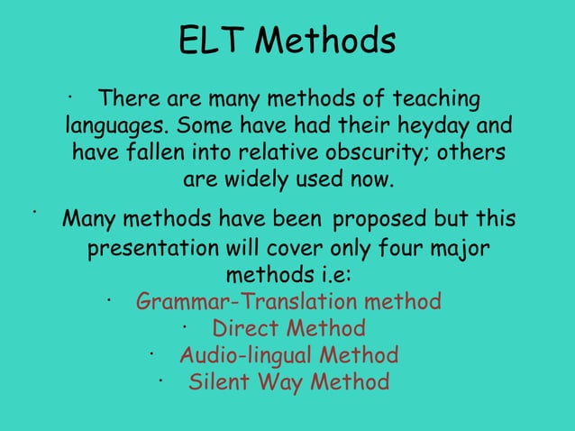 Elt methods and approaches | ODP | Education
