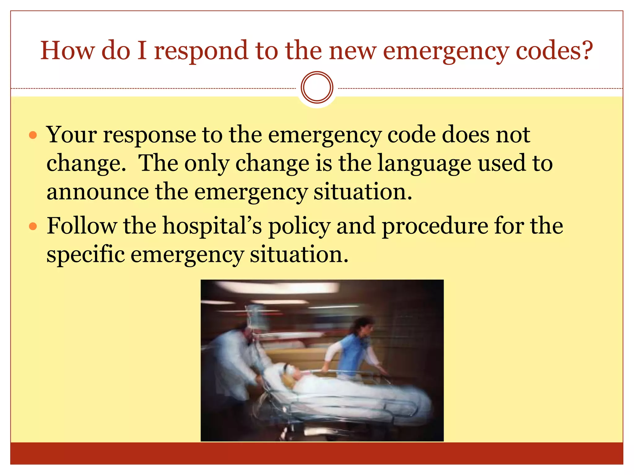 Presentation on emergency codes in a hospital | PPTX