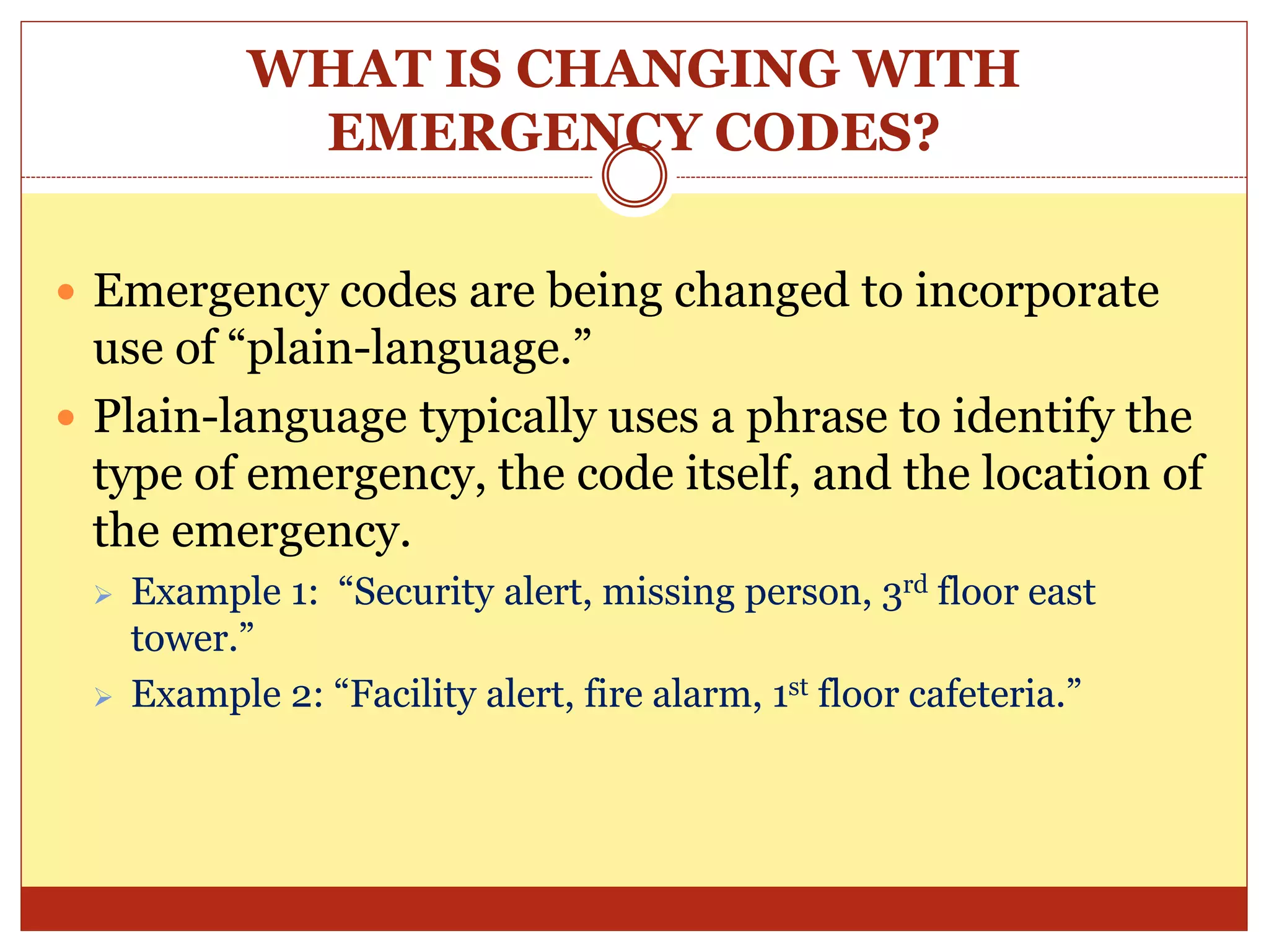 Presentation on emergency codes in a hospital | PPTX