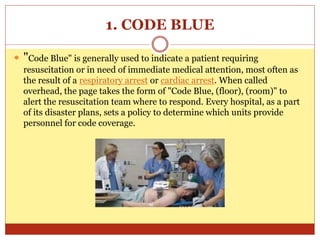 Presentation on emergency codes in a hospital | PPTX