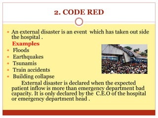 Presentation on emergency codes in a hospital | PPTX