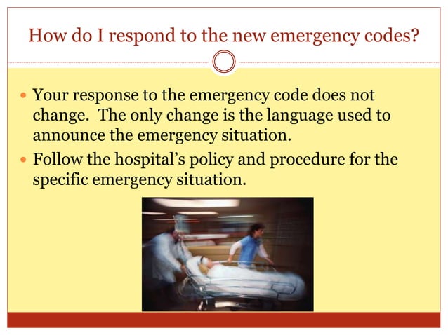 Presentation on emergency codes in a hospital | PPTX | First Aid | Injuries