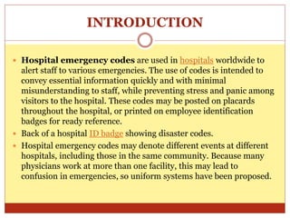 Presentation on emergency codes in a hospital | PPTX