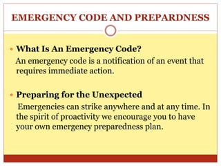 Presentation on emergency codes in a hospital | PPTX