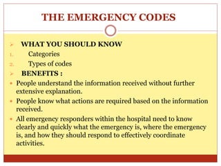 Presentation on emergency codes in a hospital | PPTX