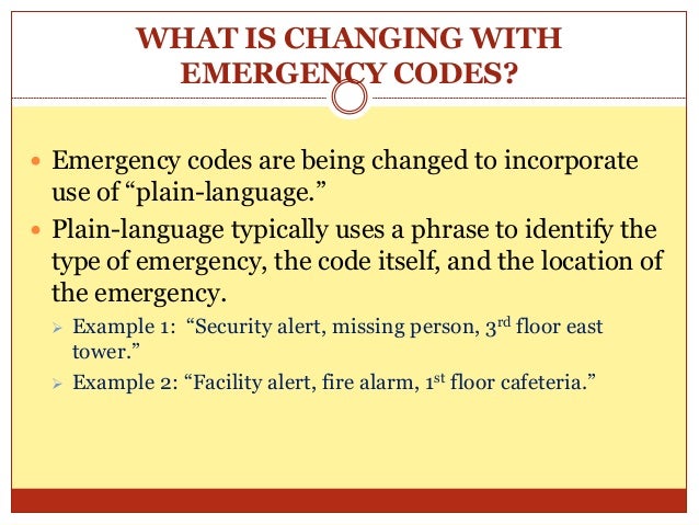 Presentation on emergency codes in a hospital