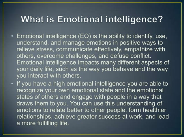 Presentation on emotional intelligence | PPTX | Mental Health ...
