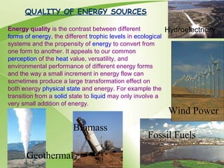 energy sources, quality , characteristics and classification( latika ...