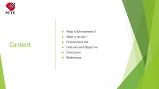 Presentation on environmental Protection act | PPTX