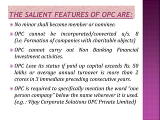 One person company (OPC) as per Companies Act, 2013 | PPTX