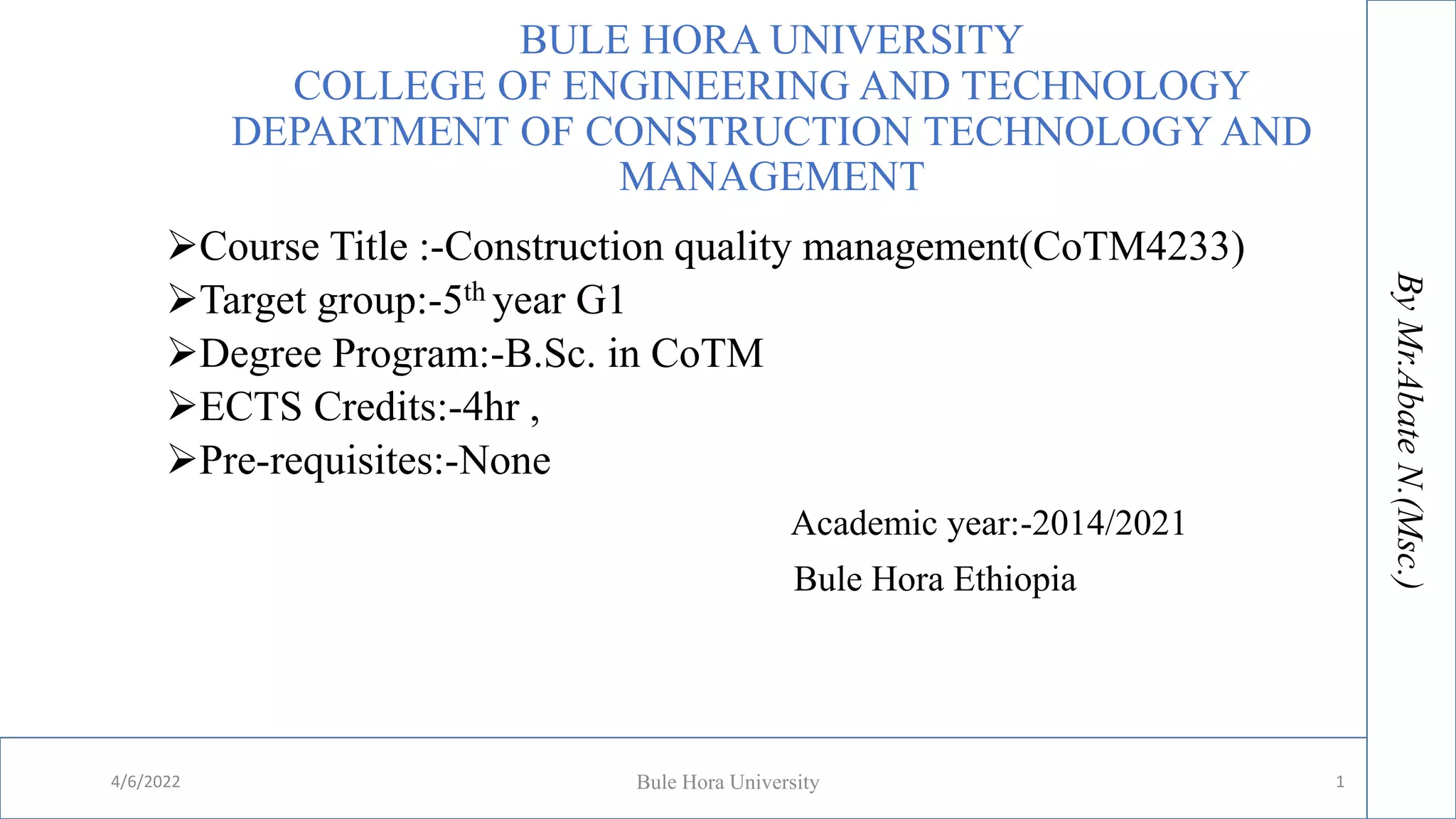 construction quality management | PPTX