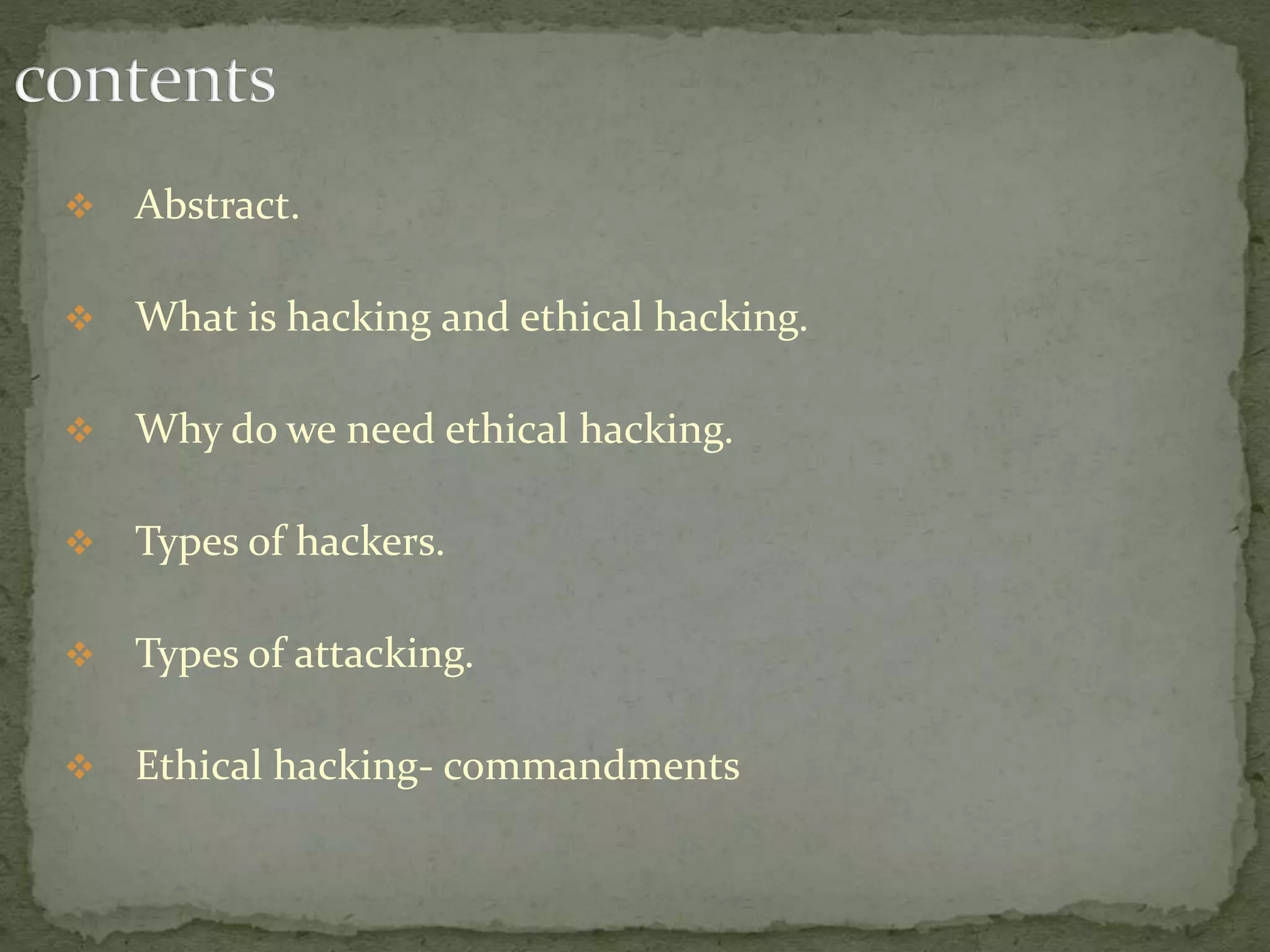 Presentation on ethical hacking | PPT
