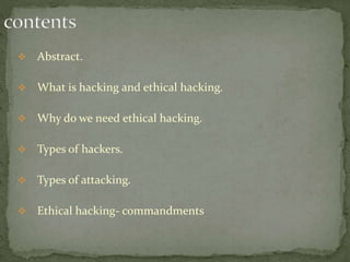 Presentation on ethical hacking | PPT