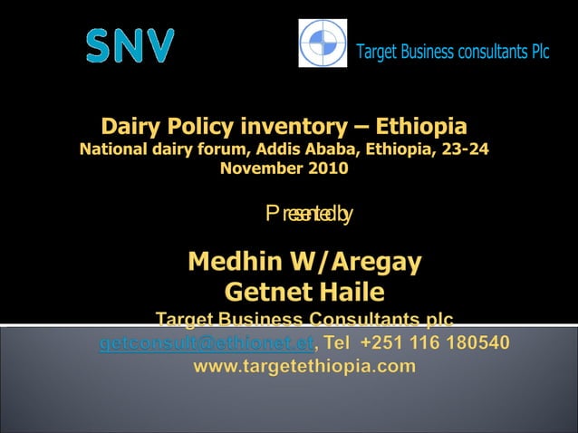 Dairy Policy inventory – Ethiopia | PPT