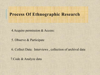 Presentation on ethnographic research | PPT