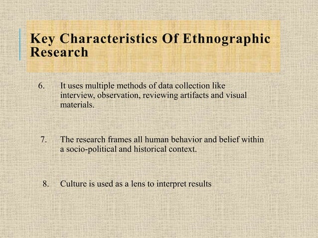 Presentation on ethnographic research | PPT