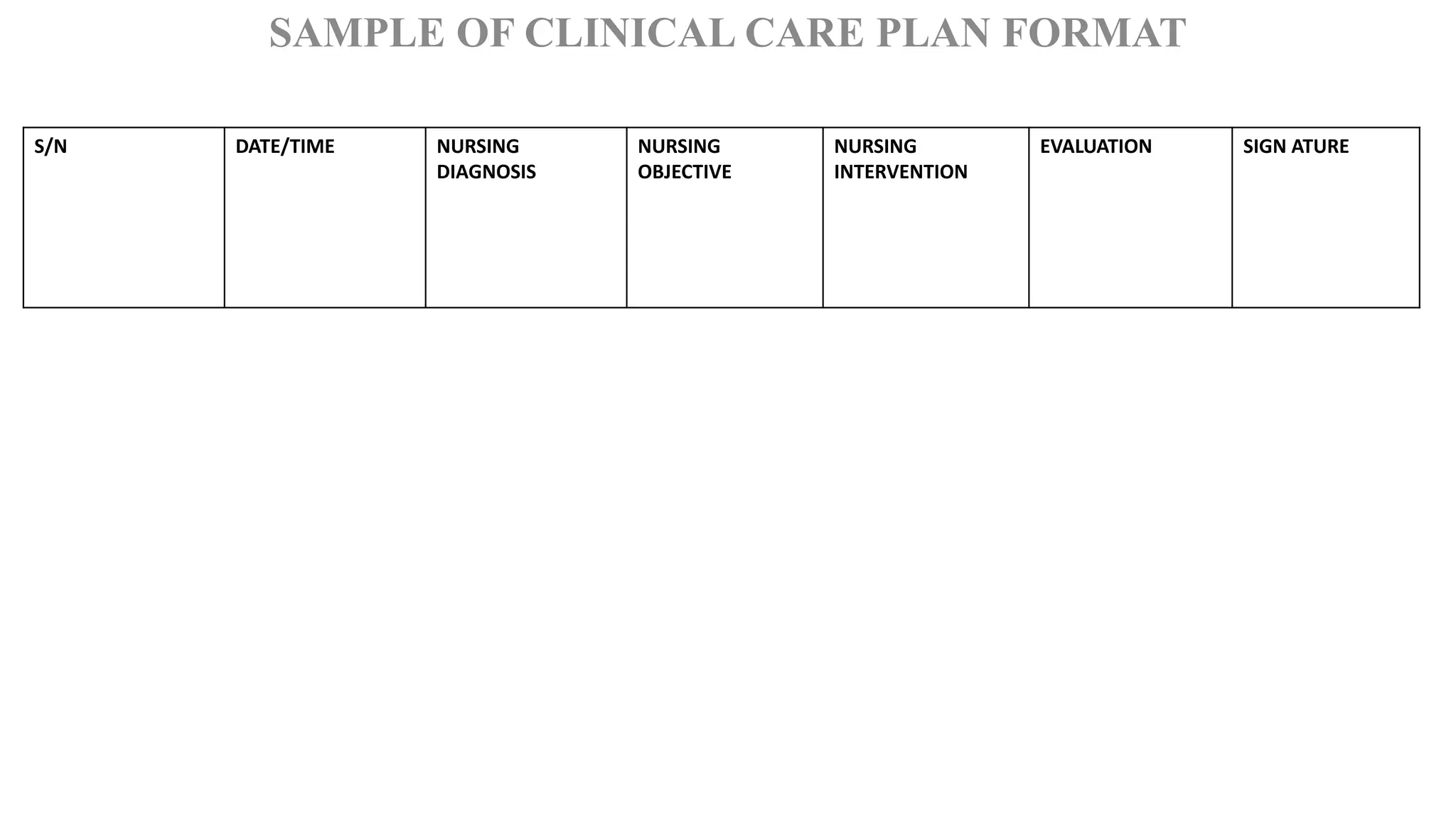 NURSING CARE PLAN,REVIEW THE ASPECT OF NURSING Evaluation IN CLINICAL ...