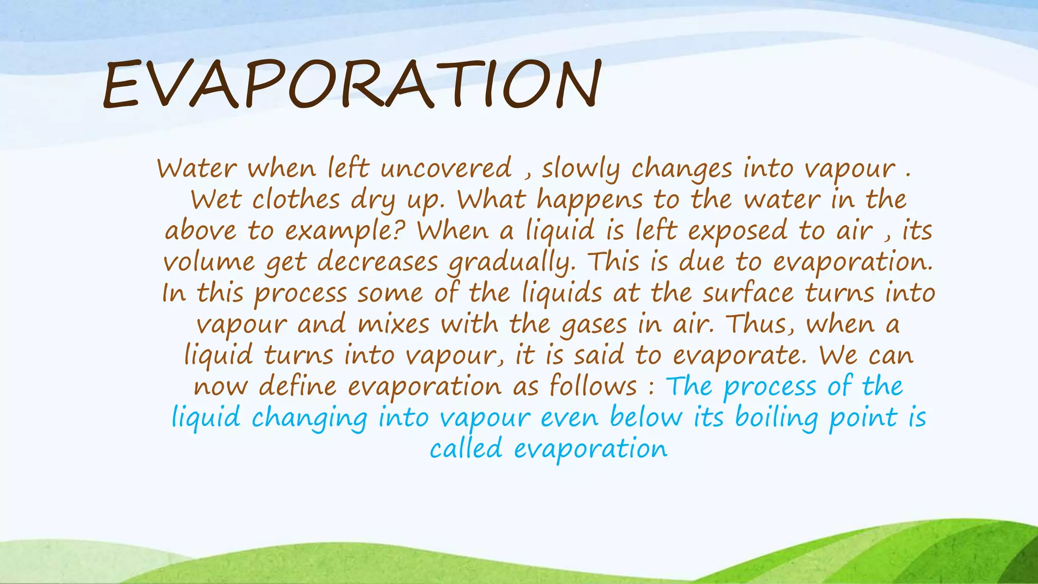 Presentation on evaporaion | PPTX