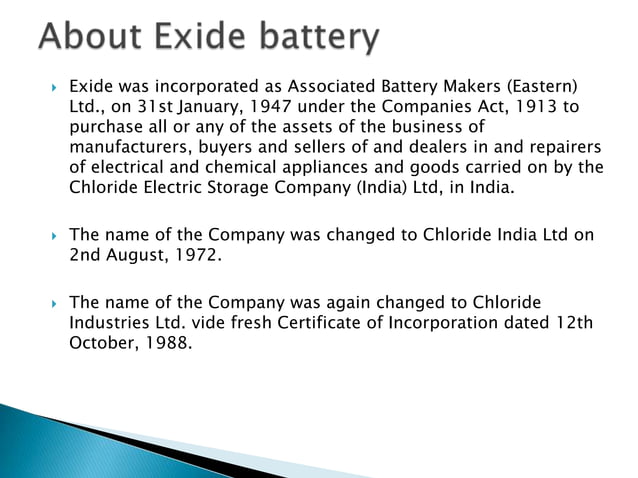 Presentation on exide | PPTX