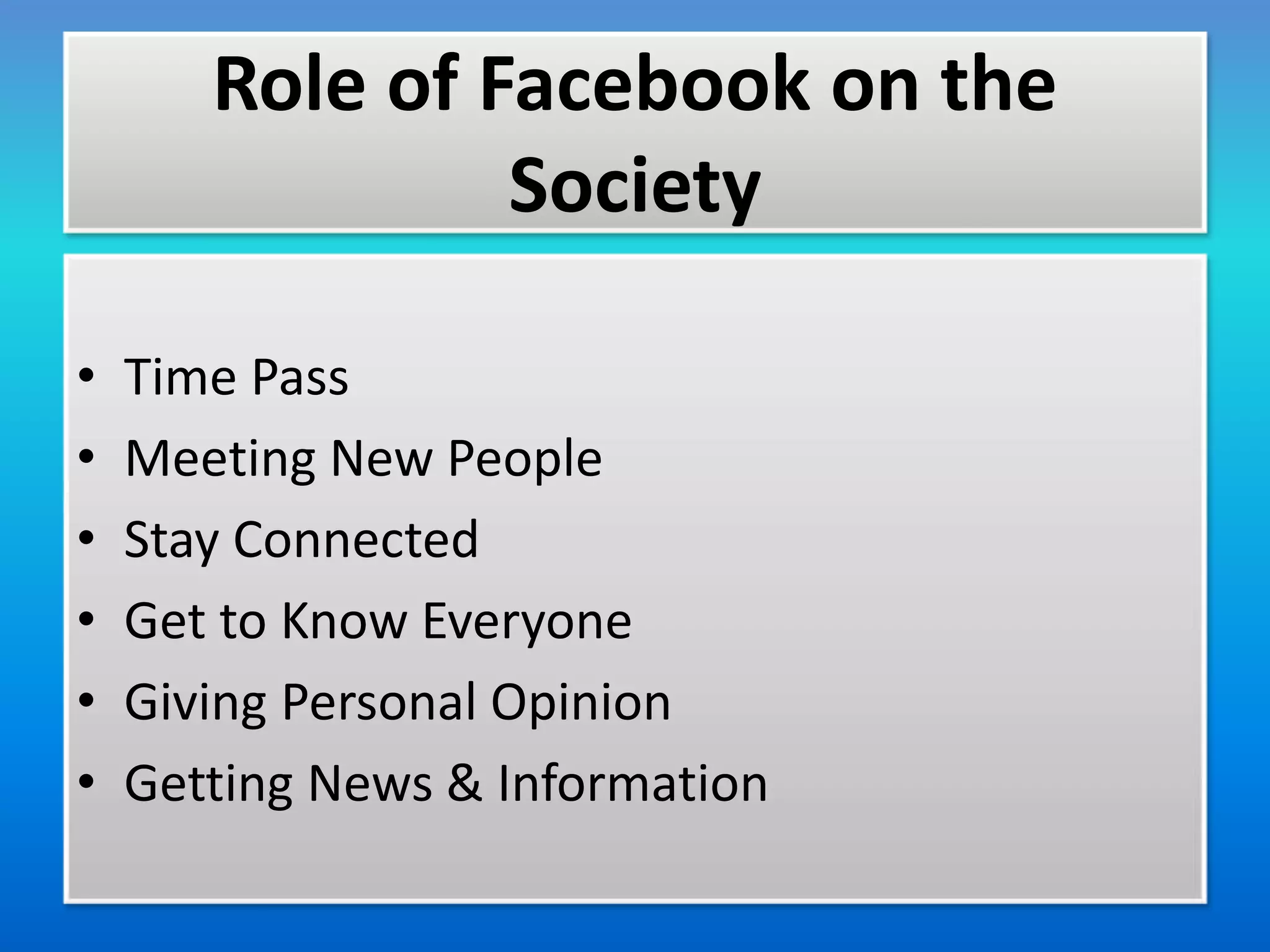 Presentation on facebook & it's social impacts | PPTX