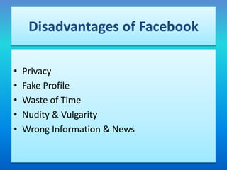 Presentation on facebook & it's social impacts | PPTX