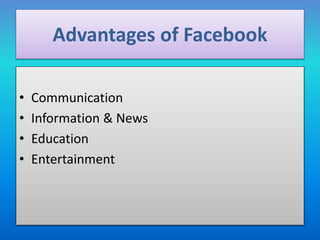 Presentation on facebook & it's social impacts | PPTX